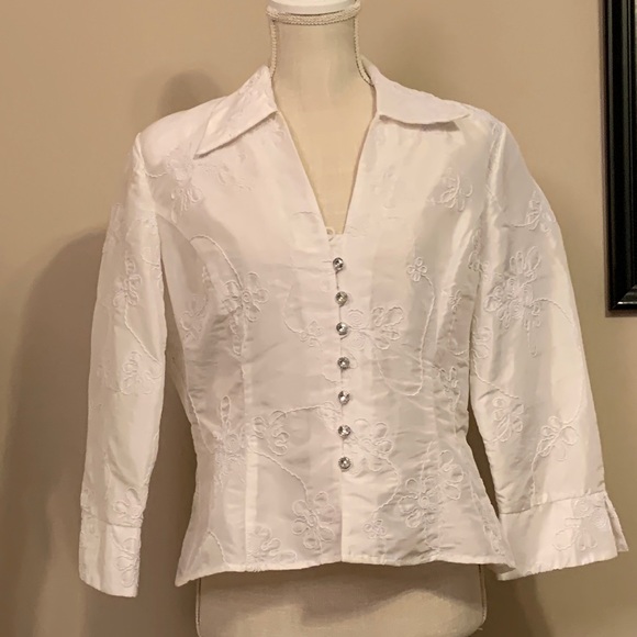Tops | Jrnites By Calindo Gorgeous White Embroidered Blouse | Poshmark